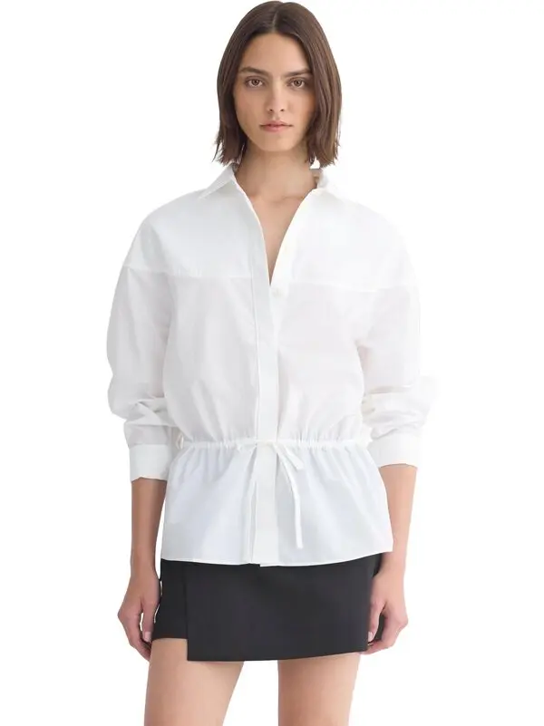 Everlane Ultrasoft Cotton Oversized Cinched Shirt - White