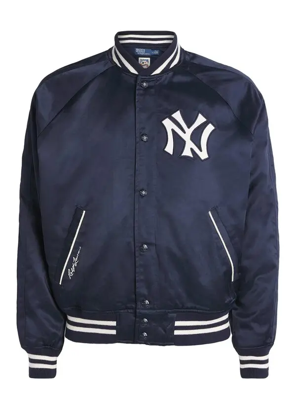Polo Ralph Lauren Satin Yankees Bomber Jacket - Navy
