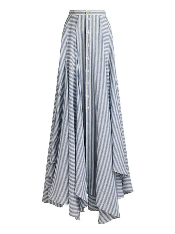 Ralph Lauren Linen Striped Maxi Skirt - Blue
