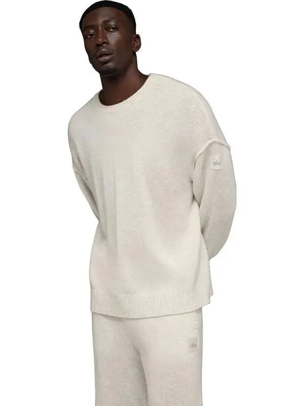 Alo Yoga Wool Cashmere Blend Crewneck Sweater - Bone Heather