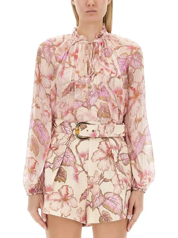 Zimmermann Floral Print Blouse - Pink