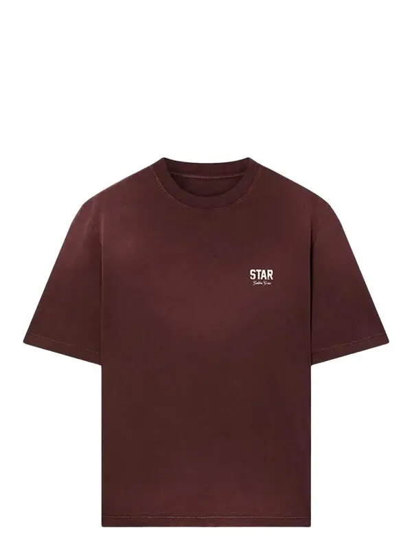 GOLDEN GOOSE Relaxed Crewneck T-shirt With Chest Logo And Sleeve Print - Rosso