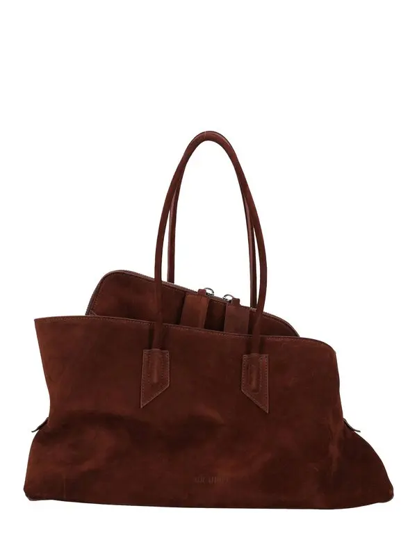 Attico Architectural Suede Tote Handbag - Light Chocolate