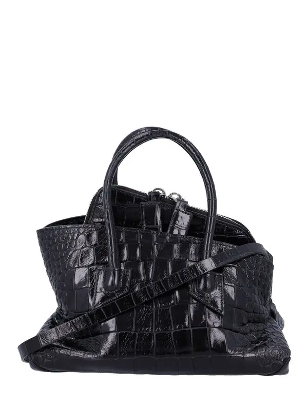 Attico Mini Handbag With Top Handles And Removable Shoulder Strap - Nero