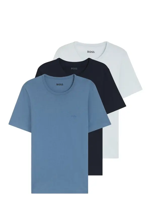 BOSS Three-pack Of Cotton Undershirts With Embroidered Logo - Patterned