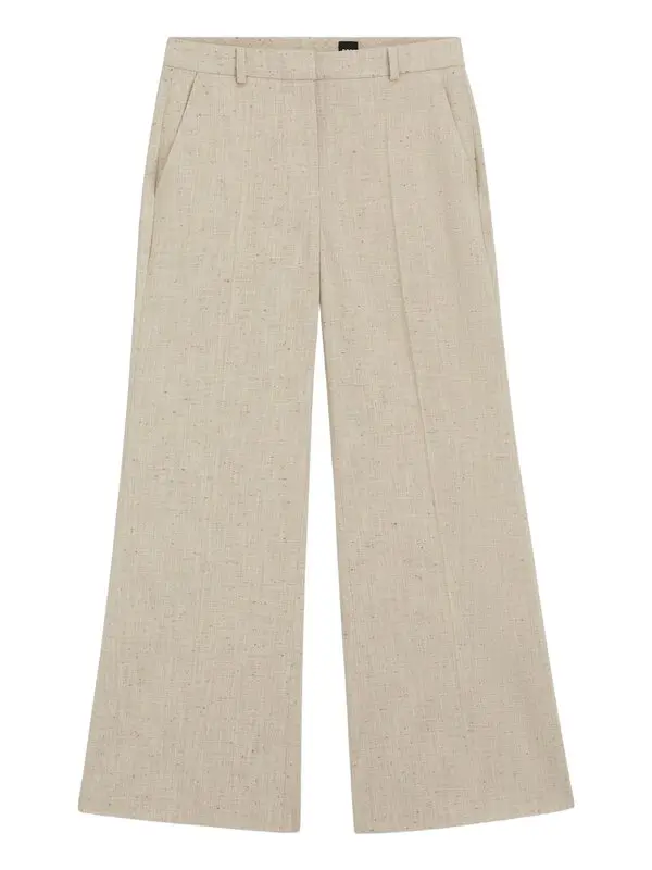 BOSS Cropped Flared-fit Pants In Slub Weave - Patterned