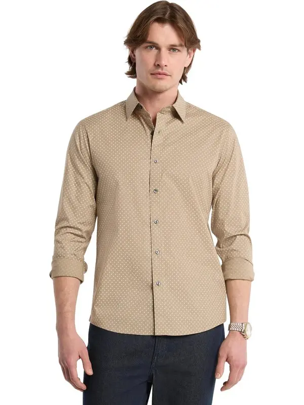 Michael Kors Polka Dot Stretch Cotton Shirt In Size By - Green