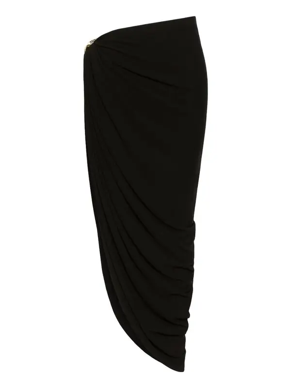 Max Mara Draped Viscose Skirt With Buckle Detail - Black