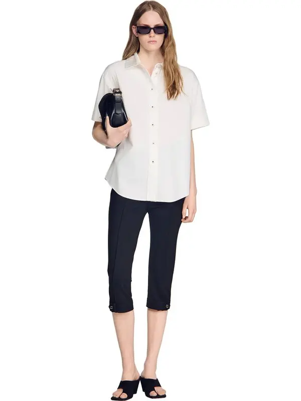 Sandro Oversized Pleated Back Shirt - Ecru