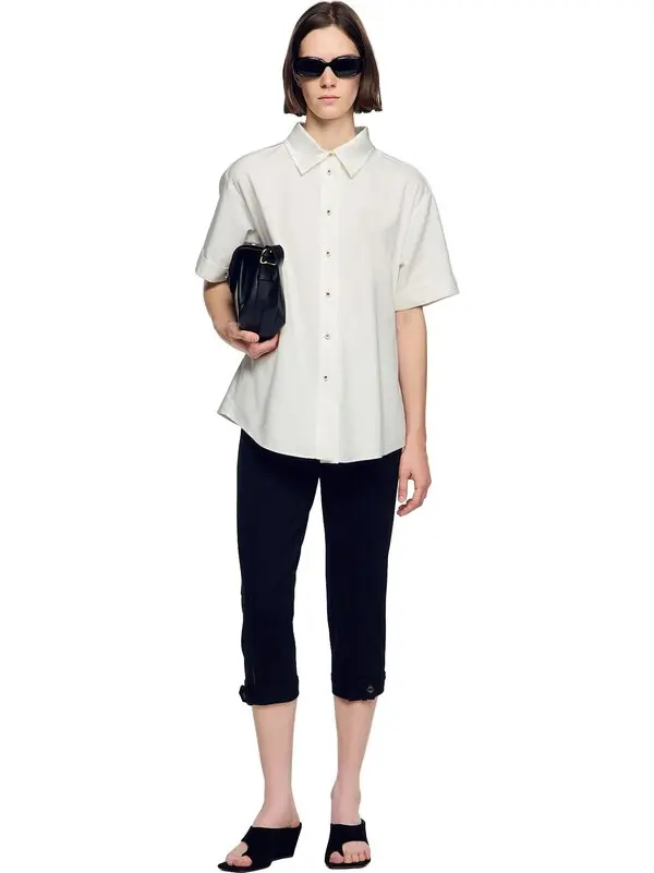Sandro Oversized Pleated Back Shirt - Ecru