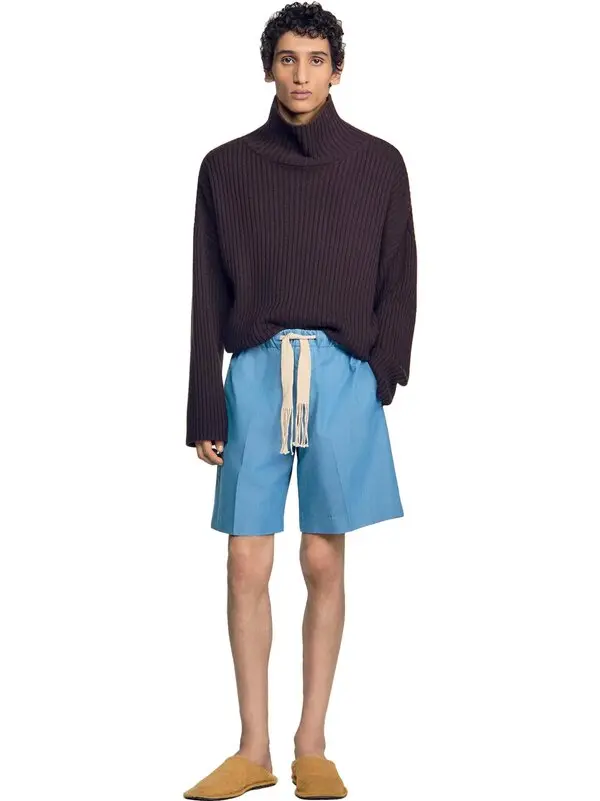 Sandro Faded Cotton Drawstring Shorts - Chambray