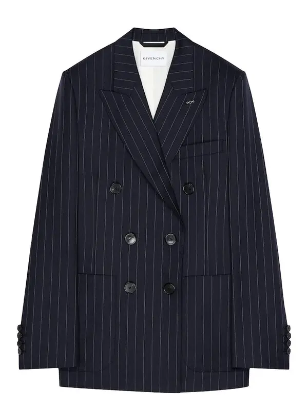Givenchy Double Breasted Pinstripe Jacket - Blue