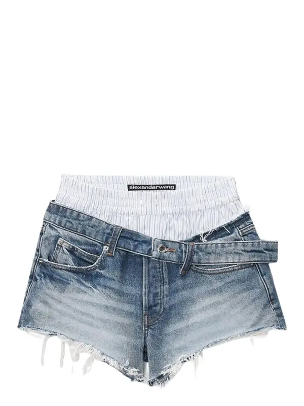 Alexander Wang Vintage Marbled" Boxer And Drop Waistband Pre-styled Short - Blue