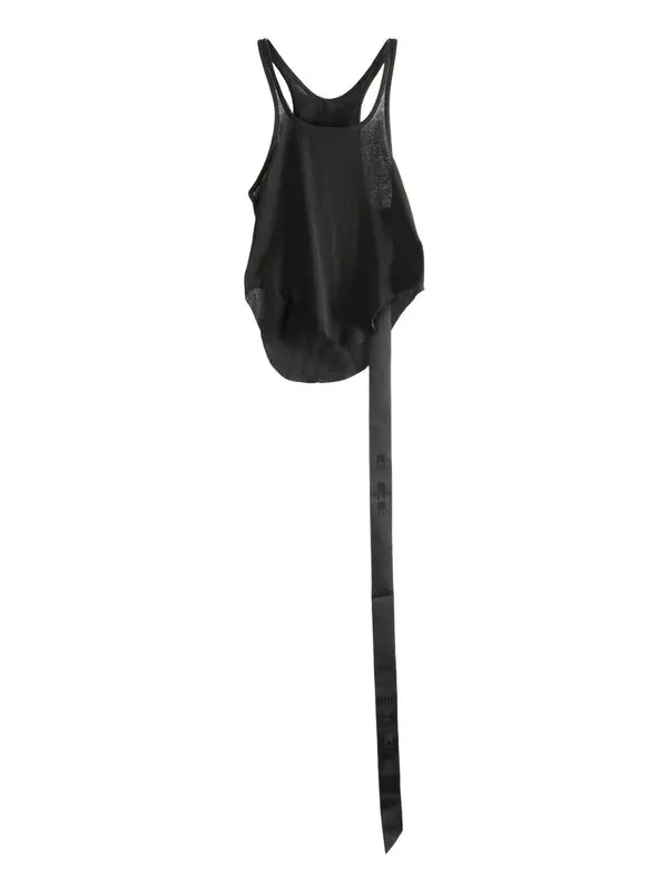 Rick Owens Cropped Tank Top With Tie Detail - Black