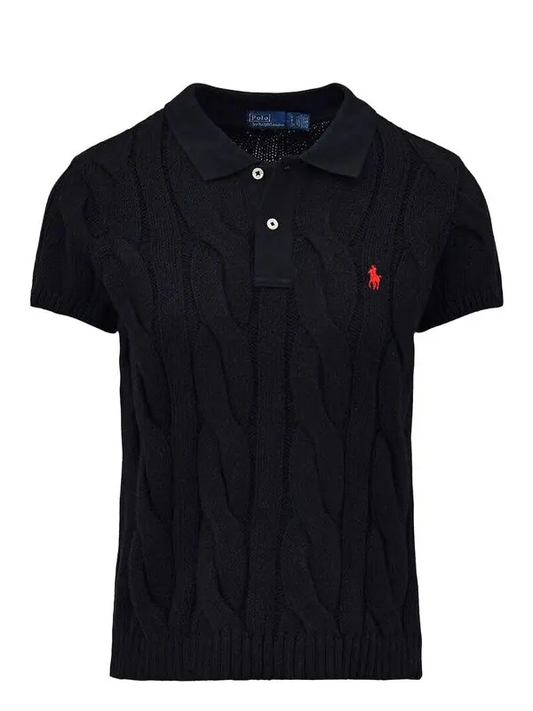 Polo Ralph Lauren Cable Knit Polo - Black