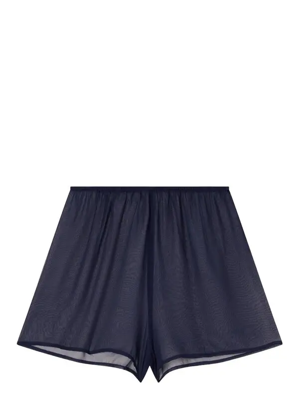 SARA CRISTINA Playa Pearl Embellished Silk-chiffon Shorts - Blue