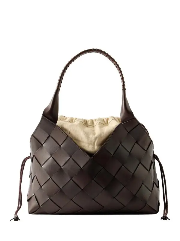 Dragon Diffusion Castello Woven Leather Shoulder Bag - Brown