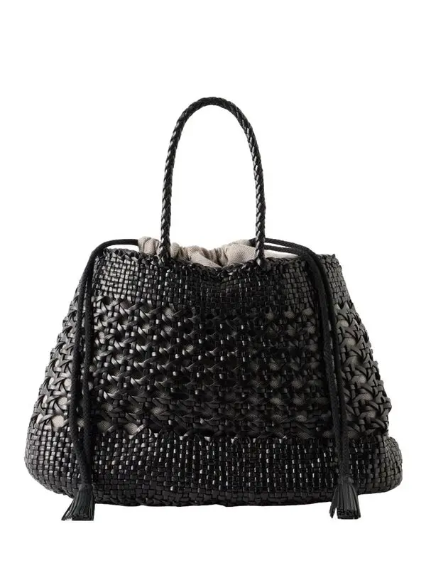 Dragon Diffusion Santa Cano Woven Leather Tote Bag - Black