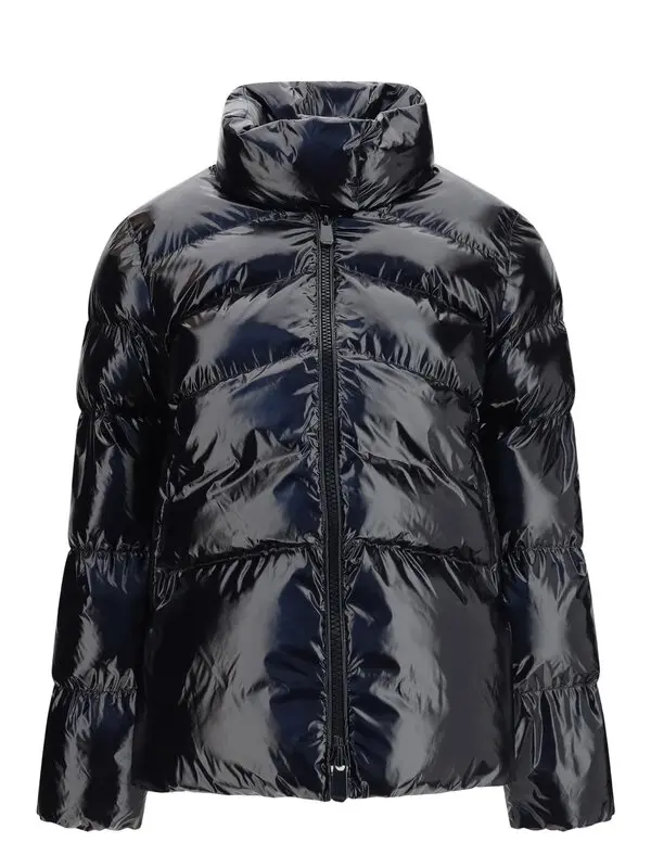 Pinko Glossy Quilted Puffer Jacket With Funnel Neck - Black