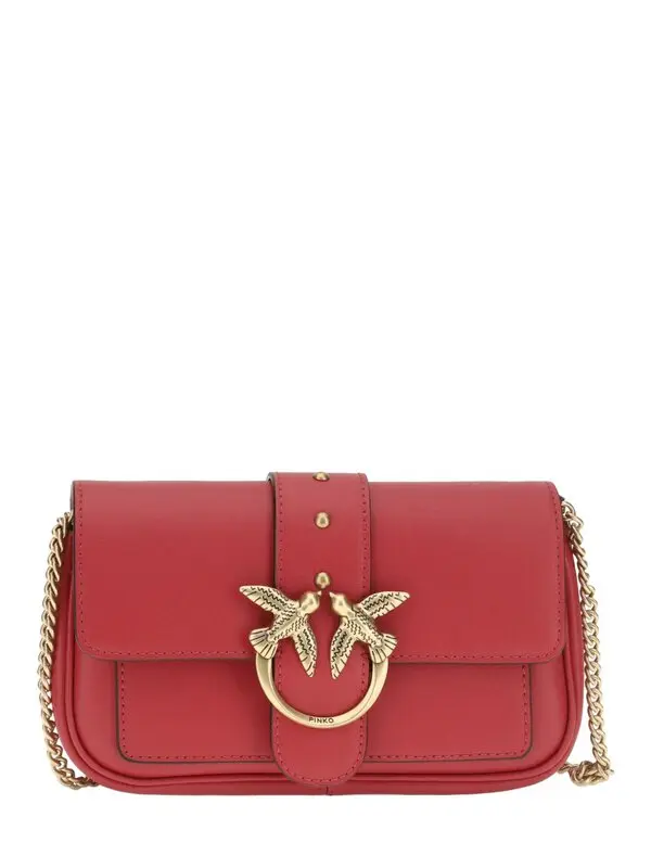 Pinko Love One Leather Shoulder Bag - Red