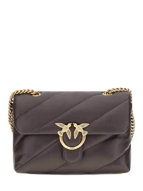 Pinko Love Classic Quilted Leather Shoulder Bag With Chain Strap - Brown