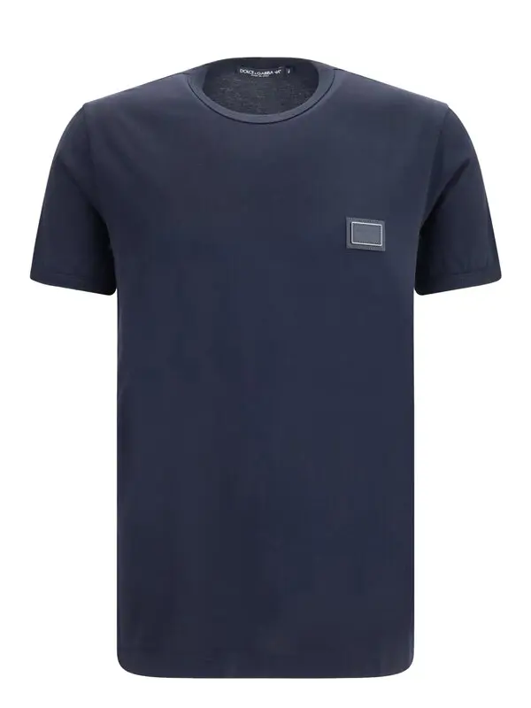 Dolce & Gabbana Cotton T-shirt With Logo Plaque - Black