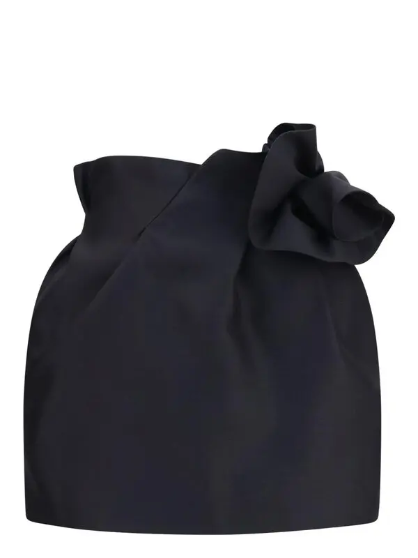 Magda Butrym Wool And Silk Mini Skirt With Floral Detail - Black