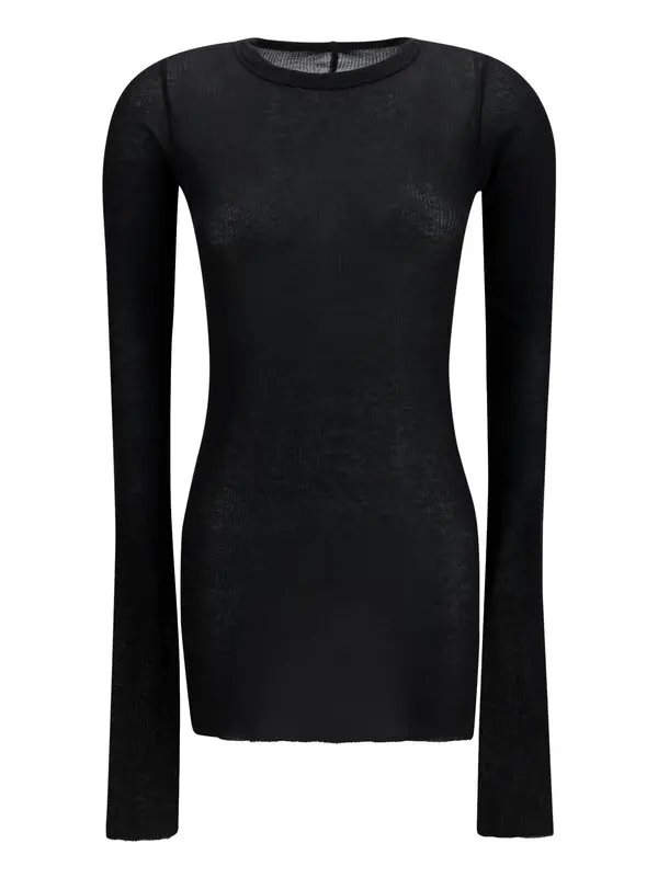 Rick Owens Ribbed Knit Long Sleeve Top - Black