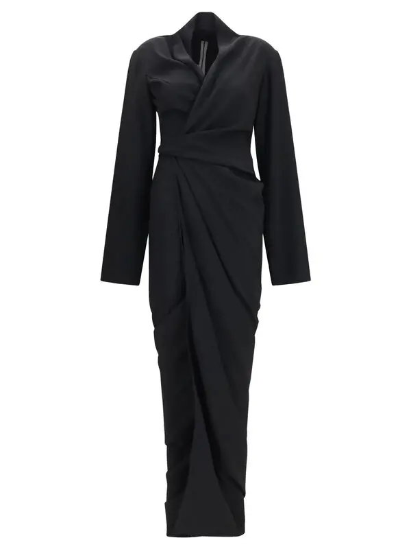 Rick Owens Wrap Draped Maxi Dress - Black