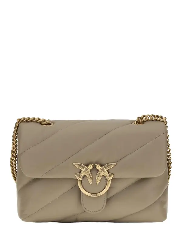 Pinko Love Classic Leather Shoulder Bag - Grey