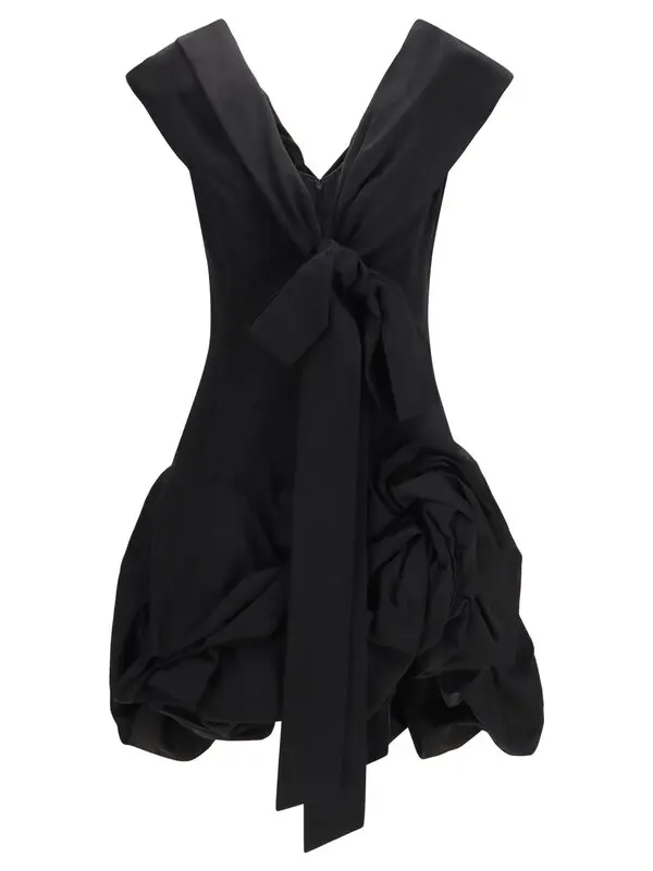 Magda Butrym Midi Dress With Draped Shawl Collar - Black
