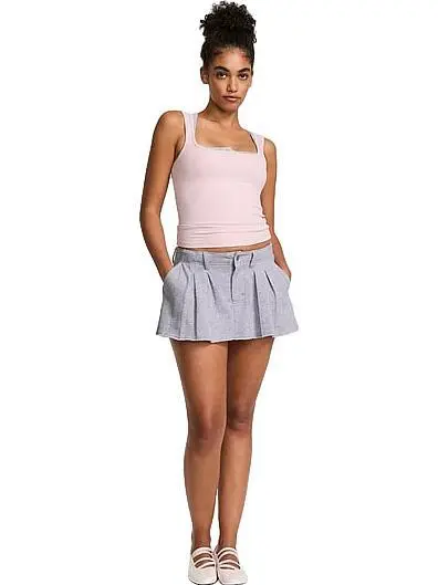 Pink Campus Fleece Pleated Skort - Grey