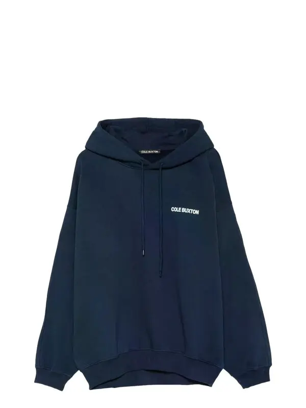 COLE BUXTON Logo Print Drawstring Hoodie - Blue