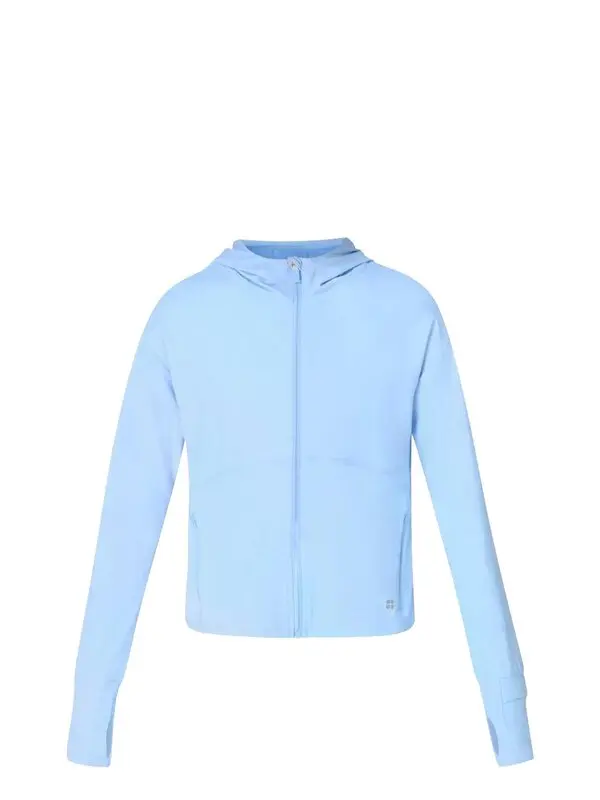 Sweaty Betty Zip-up Hooded Jacket With Thumb Slots - Blue