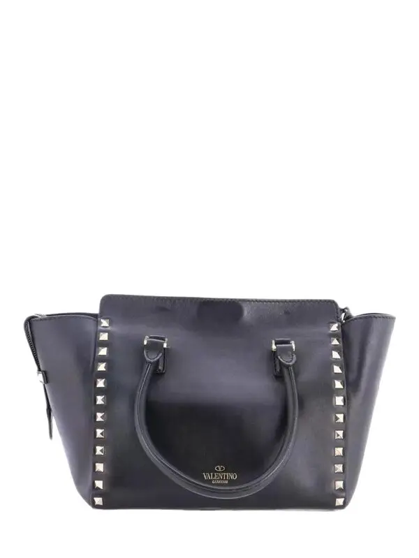 Valentino Garavani Rockstud Rigid Leather Small Tote Bag - Black