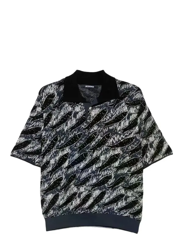 Jacquemus Fish-print Polo Shirt - Black