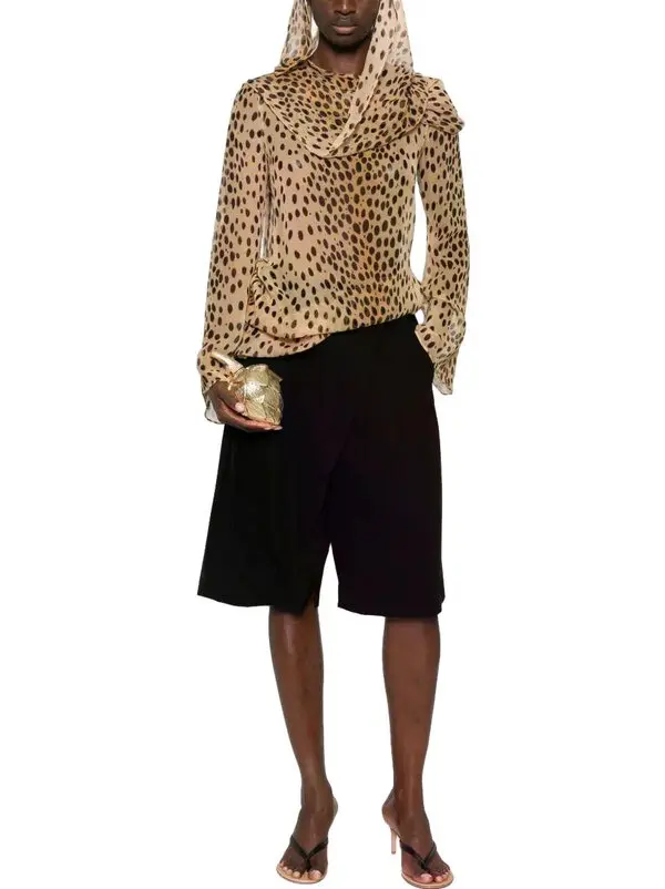 Cult Gaia Beaux Cheetah-print Hooded Blouse - Neutrals