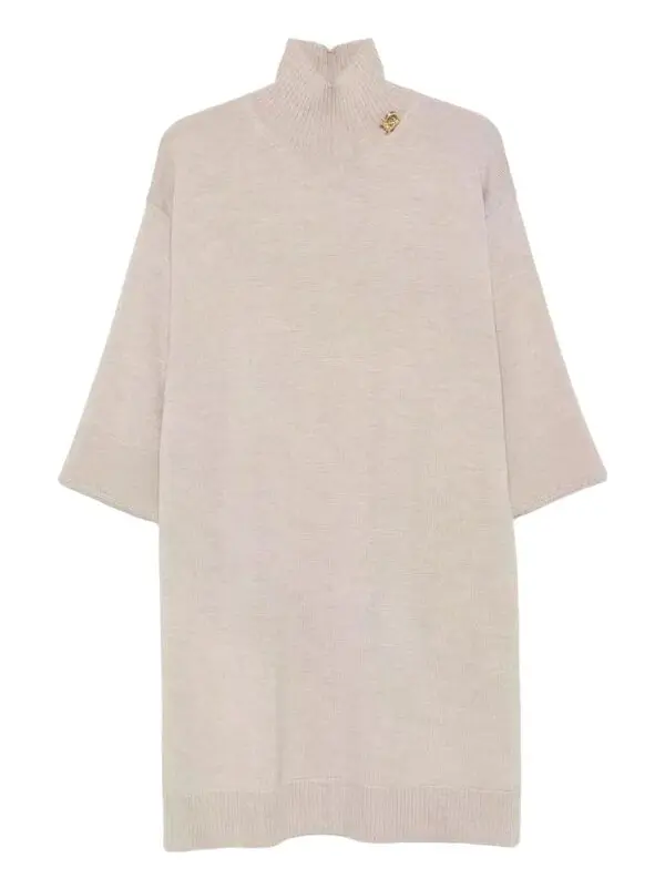 Fabiana Filippi Brooch Detail Mini Knit Dress - Neutrals