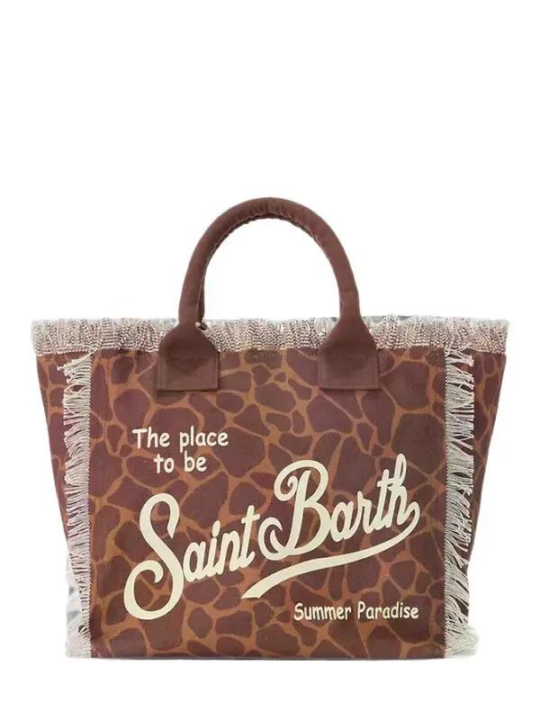 MC2 SAINT BARTH Animal-print Fringed Tote Bag - Brown