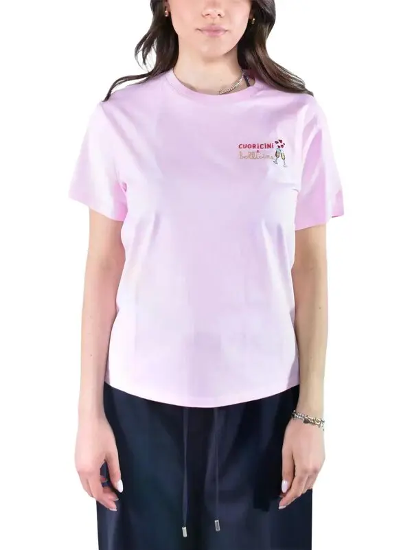 MC2 SAINT BARTH Embroidered Cotton T-shirt - Pink