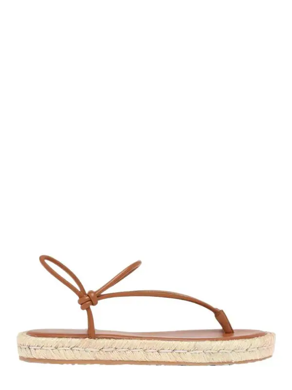 GIANVITO ROSSI Kora Metallic Leather Espadrille Platform Sandals - Brown