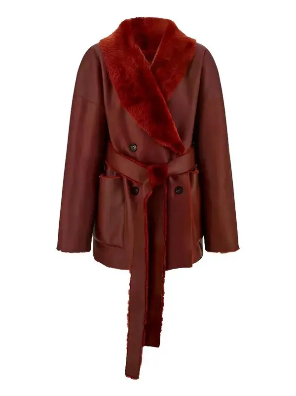 FERRAGAMO Reversible Shearling Jacket - Red