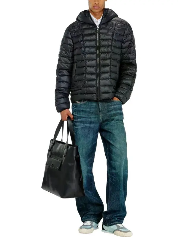 DIESEL® Padded Quilted Jacket With Hood - Blue