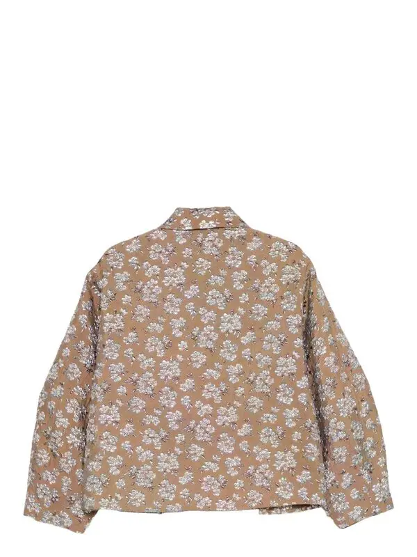 Biyan Floral Jacquard Embellished Jacket - Neutrals