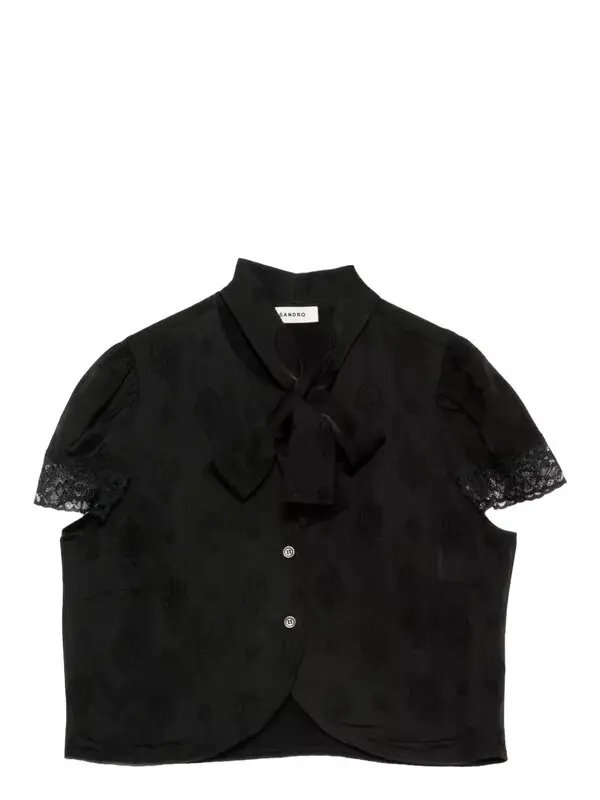 Sandro Lace-trimmed Paisley Jacquard Shirt - Black