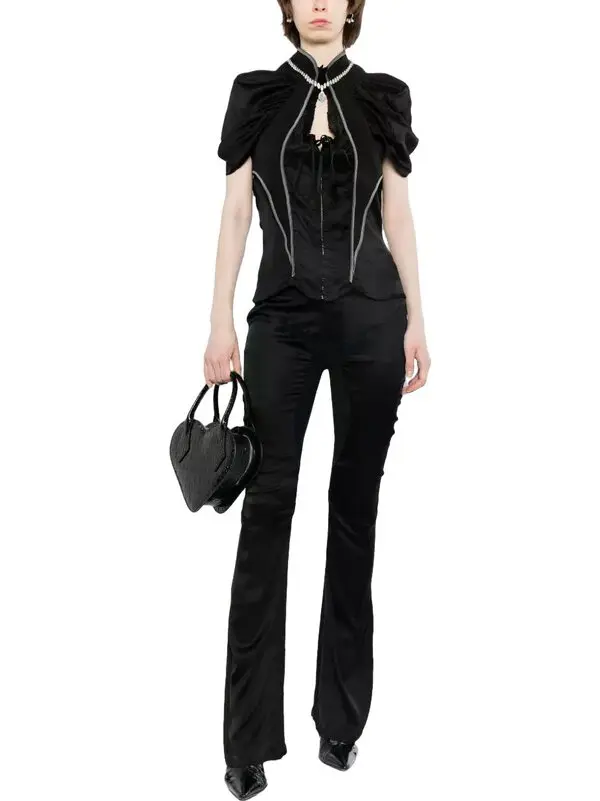 Ottolinger Satin-finish Panelled Flared Trousers - Black