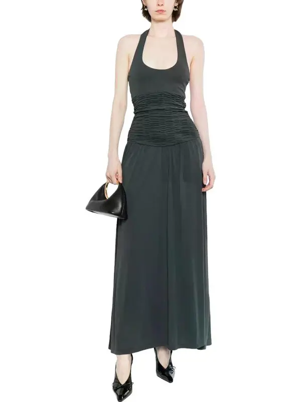 AYA MUSE Ruched Waist Maxi Dress - Grey