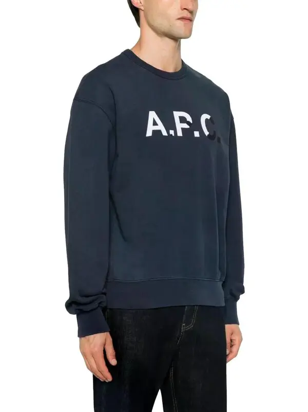 A.p.c. Logo Print Crewneck Sweatshirt - Blue
