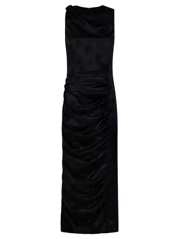 ROTATE BY BIRGER CHRISTENSEN Floral-jacquard Ruched Midi Dress - Black