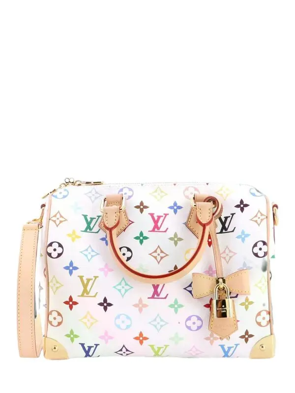 LOUIS VUITTON X Takashi Murakami Speedy Bandouliere Monogram Multicolor 25 Satchel - White